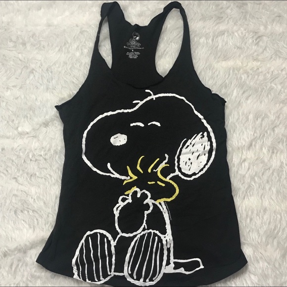 Peanuts | Tops | Peanuts Snoopy Black Tank Top Womens Size Small | Poshmark